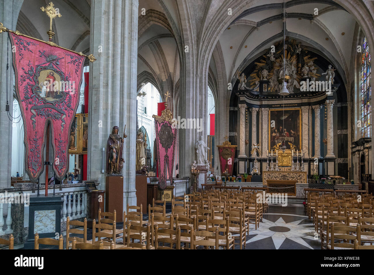 Religious regalia and the interior in the Cathedral of Our Lady in the ...