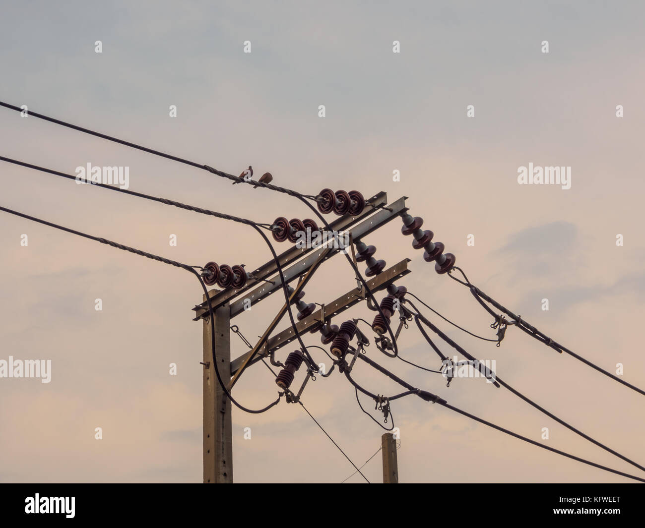 detailed image of power lines and connections Stock Photo - Alamy