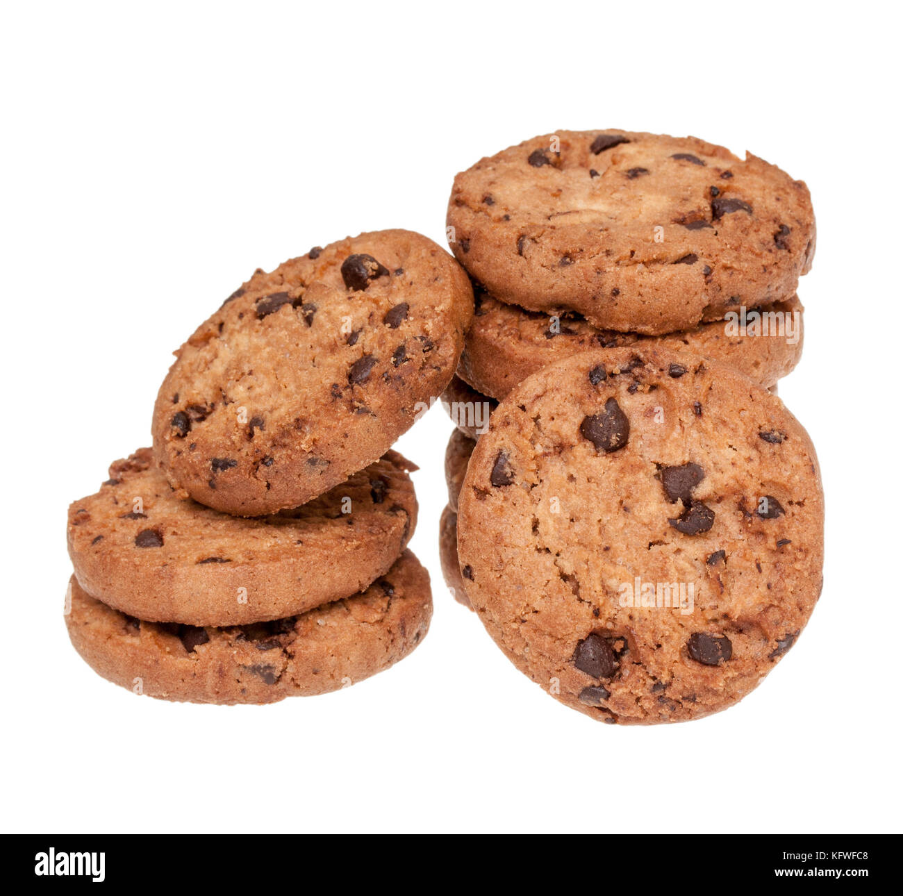 chocolate chip cookies isolated on white background Stock Photo - Alamy