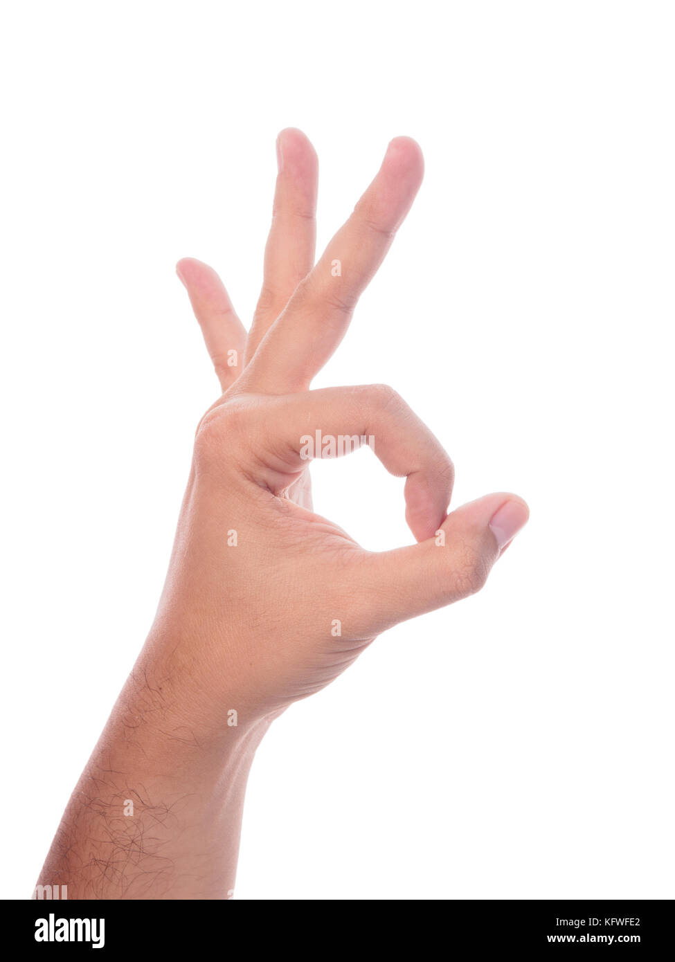 hand ok sign on white background Stock Photo - Alamy
