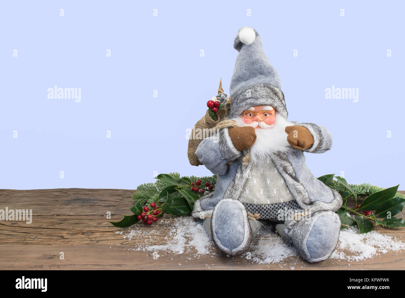 Santa Claus with snow background Stock Photo - Alamy