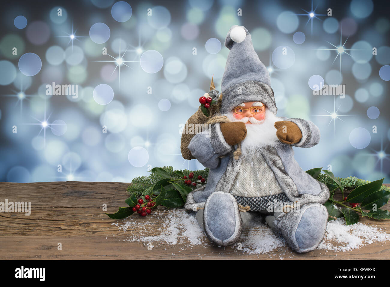 Santa Claus with sparkling background Stock Photo - Alamy
