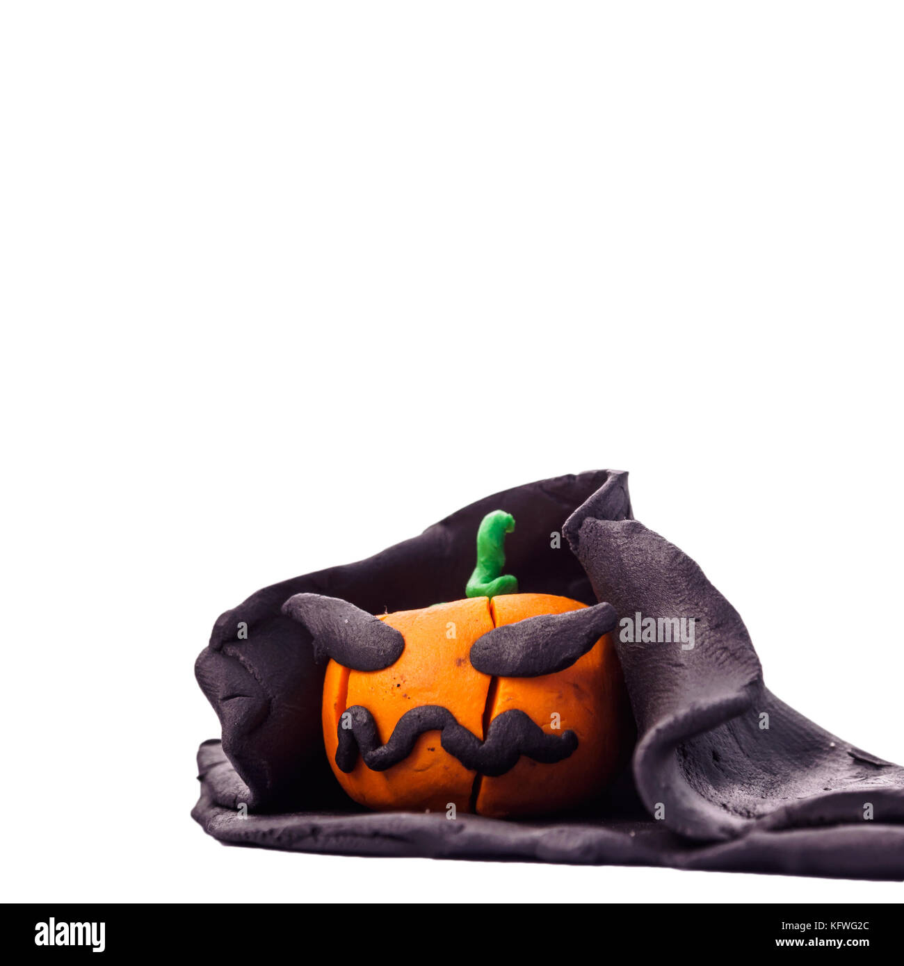 halloween pumpkins create from modeling clay isolated on white ...