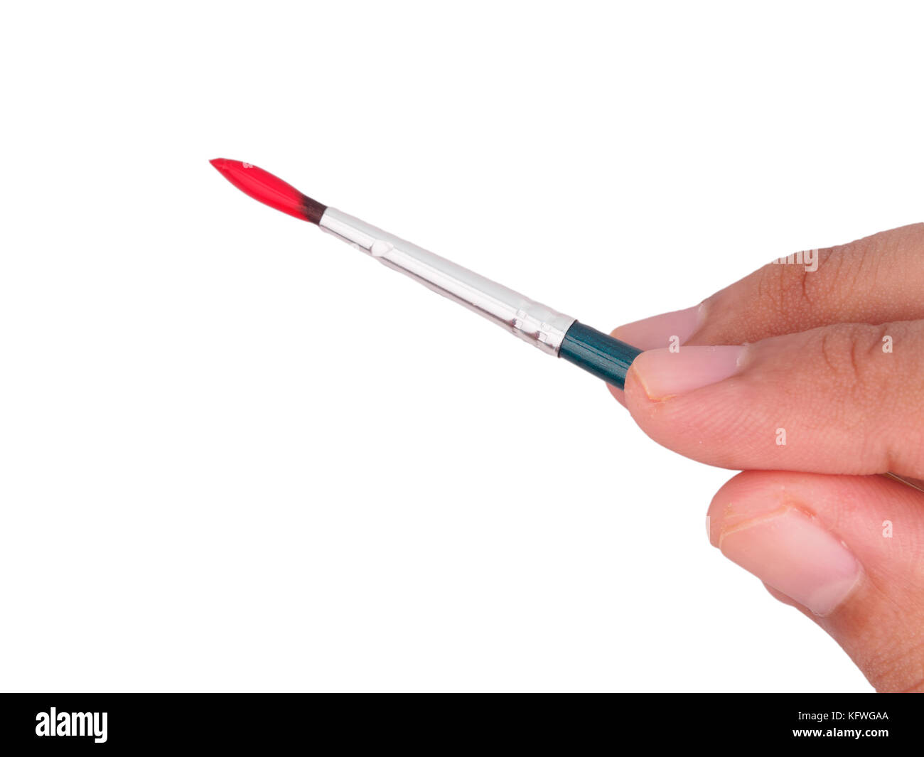 male hand holding paintbrush isolated on white background Stock Photo ...