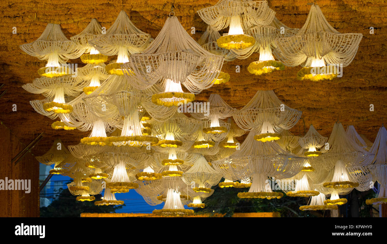 Yellow flowers decorated ceiling Stock Photo - Alamy