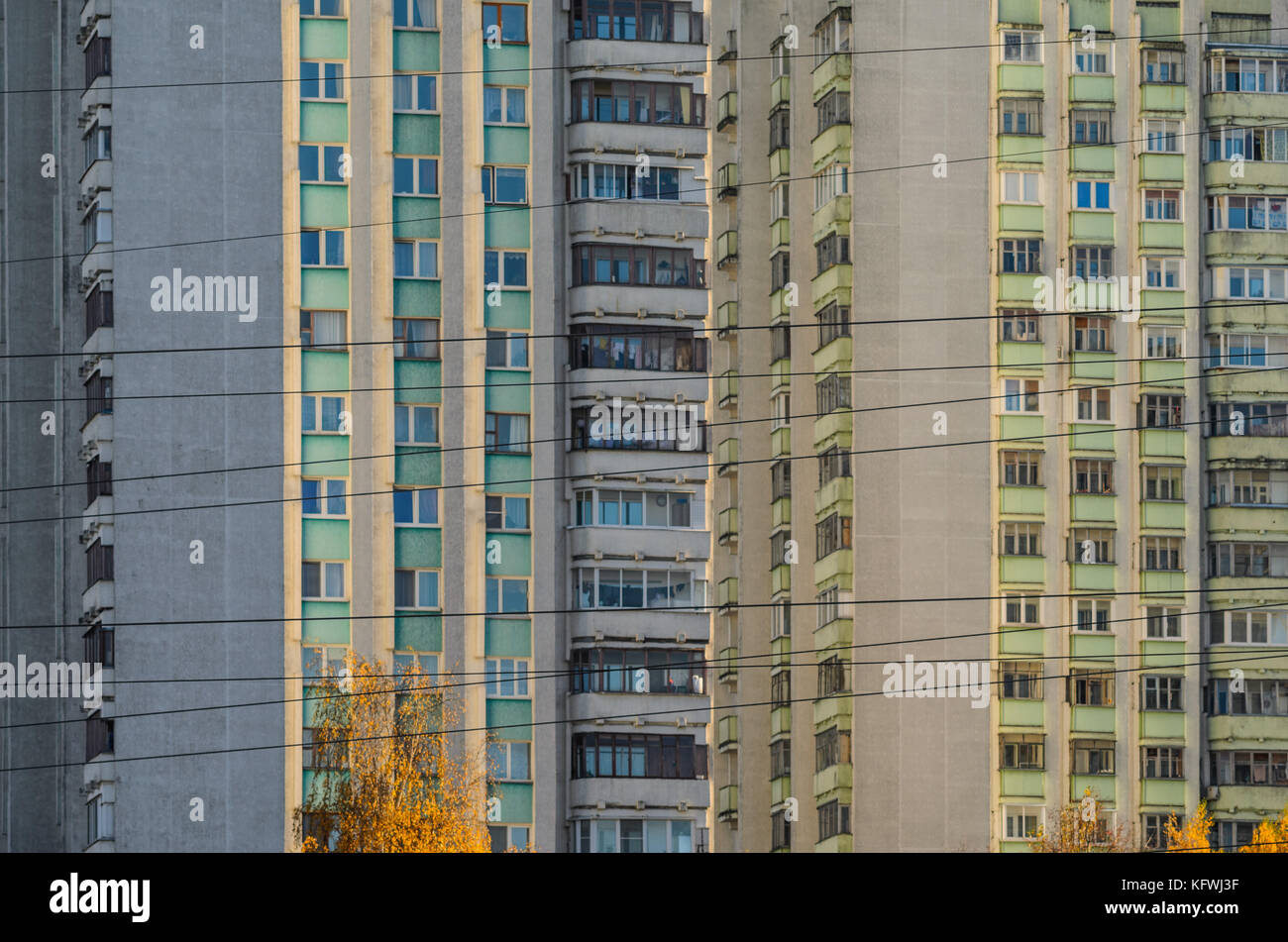 Urban background of the facades of multi-storey apartment buildings ...