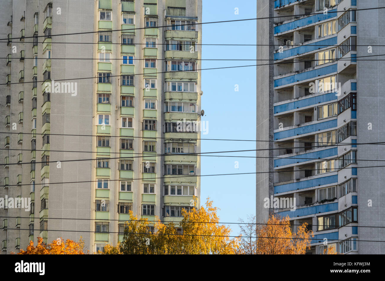 Urban background of the facades of multi-storey apartment buildings ...