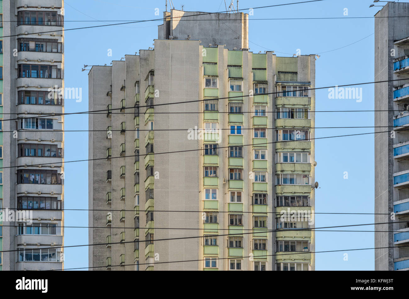 Urban background of the facades of multi-storey apartment buildings ...