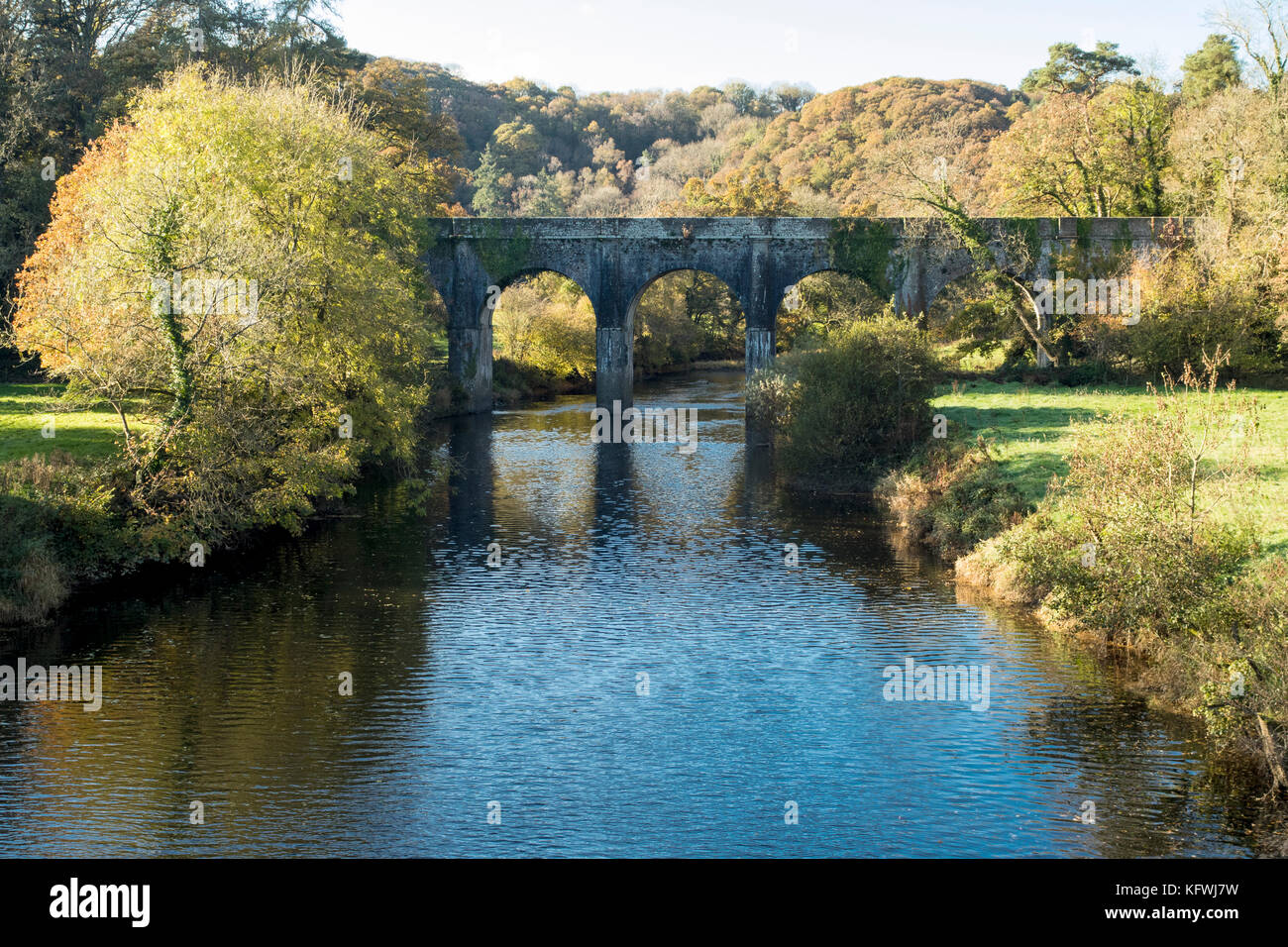 Autumn View of the Beam Aqueduct Over the River Torridge from the Tarka ...