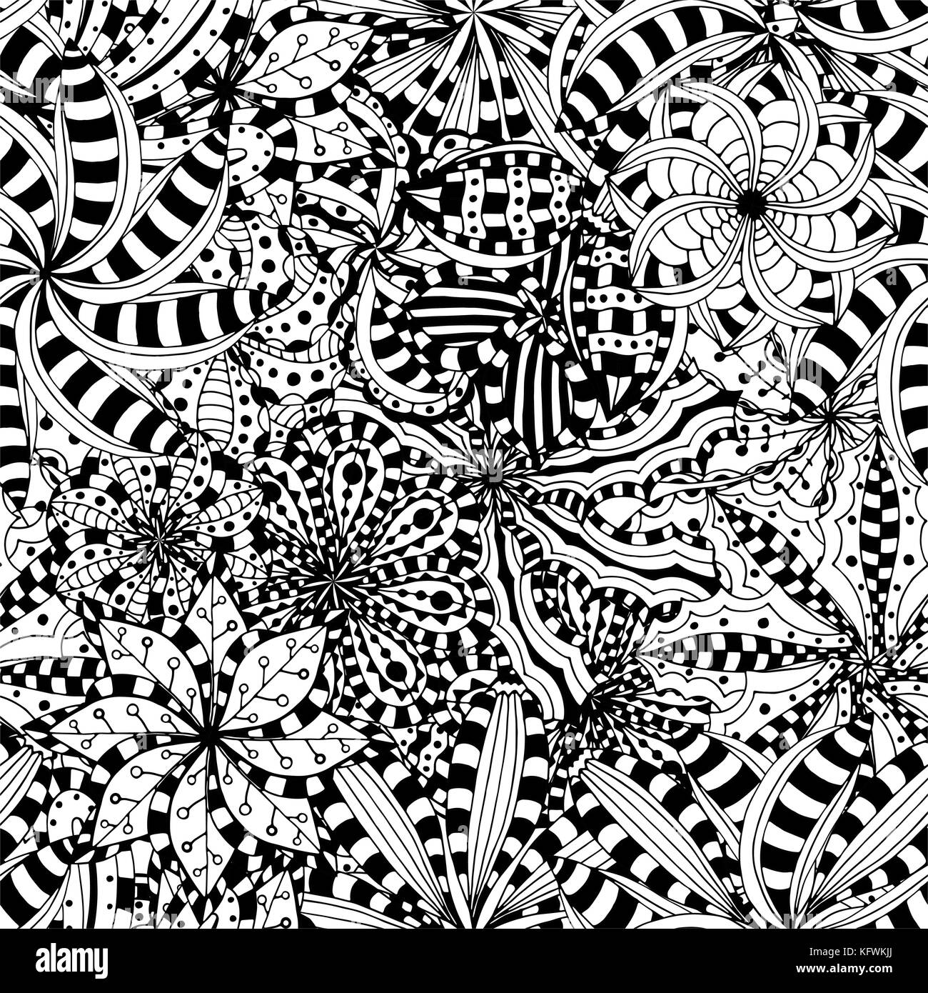 Seamless Abstract Tribal Pattern. Vector illustration. Hand Drawn ...