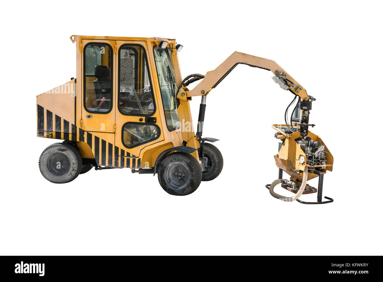 Paving slabs laying machinery -making. Isolated on a white background ...