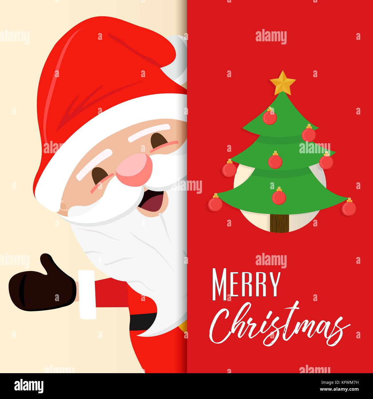 Merry Christmas greeting card illustration for holiday season. Cute ...