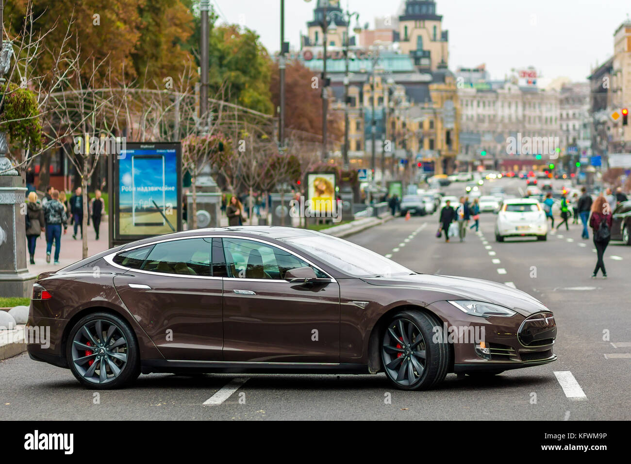 Kiev, Ukraine - September 20, 2017: Modern electric car on the street ...