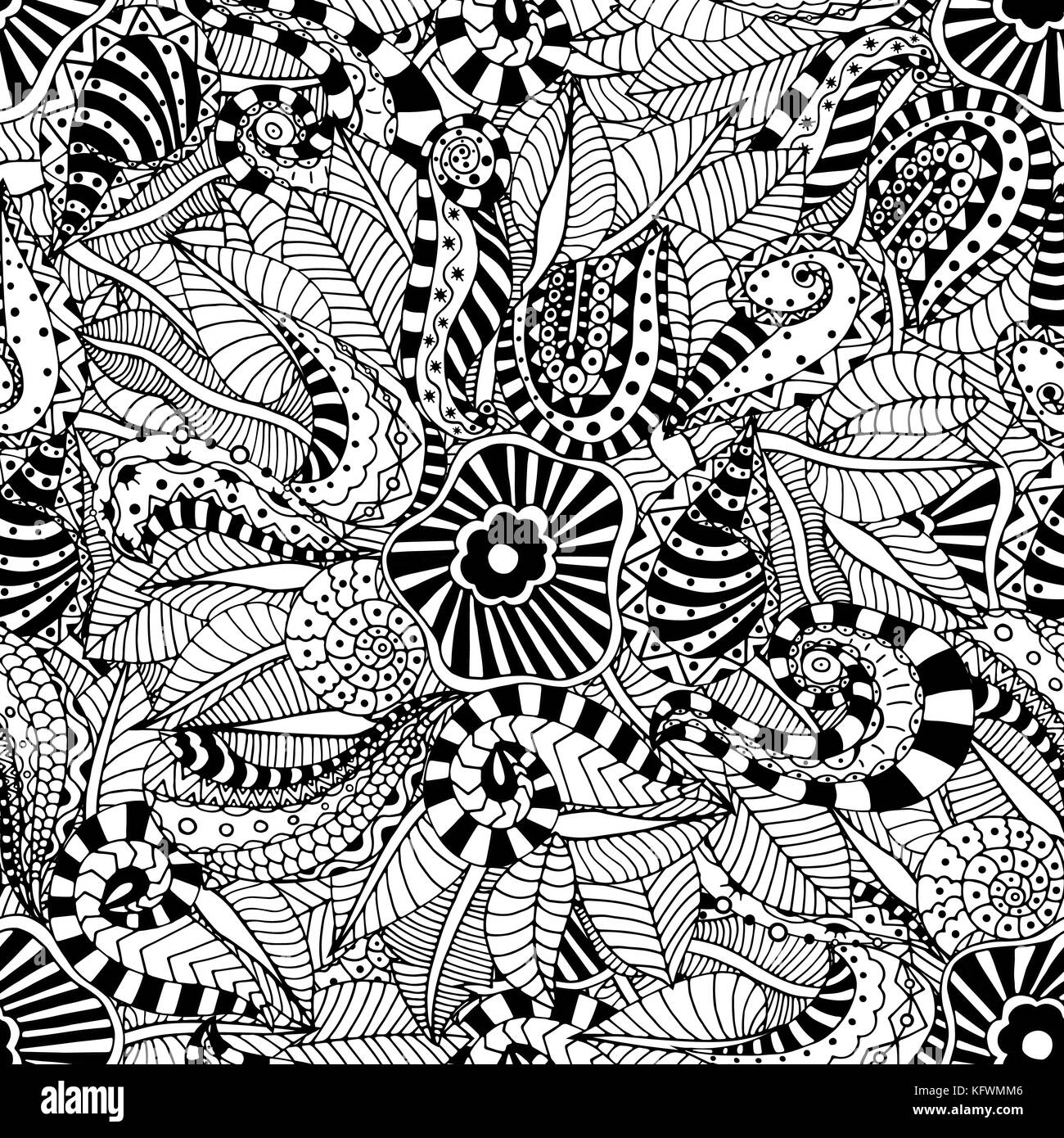 Seamless Abstract Hand Drawn Floral Pattern Vector Illustration Stock