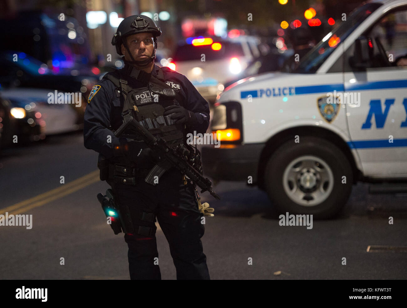 New York, NY, USA. 31st Oct, 2017. NYPD and other law enforcement at ...
