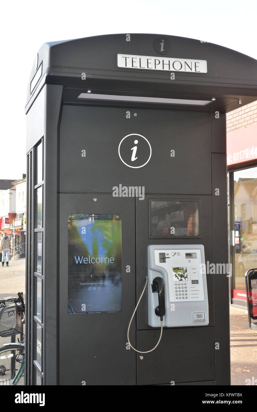 Bristol, UK. 1st November, 2017. A new world pay phone seen on ...