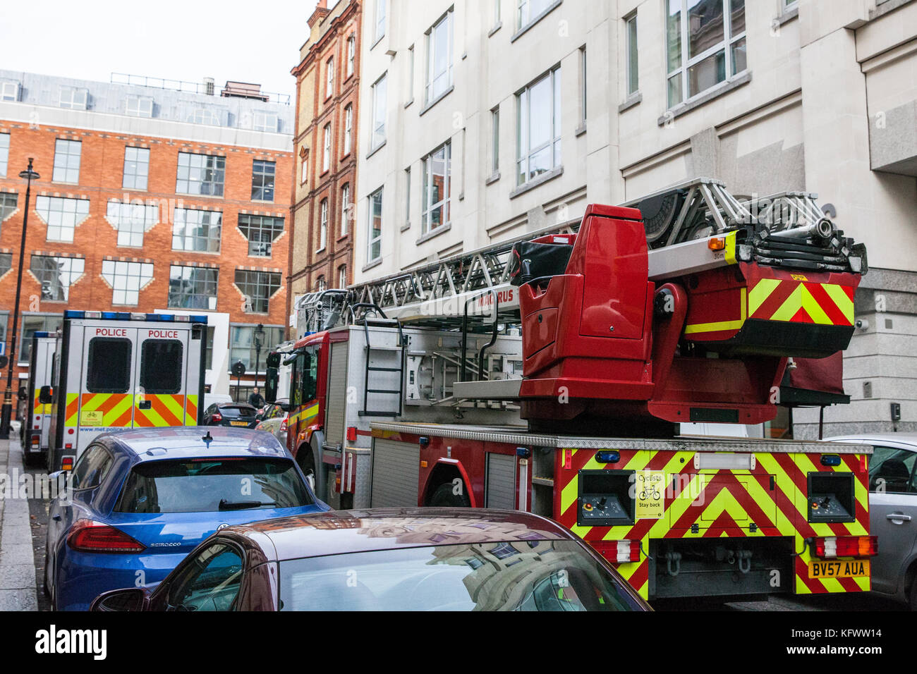 London, UK. 1st Nov, 2017. London Fire Brigade fire appliances ...