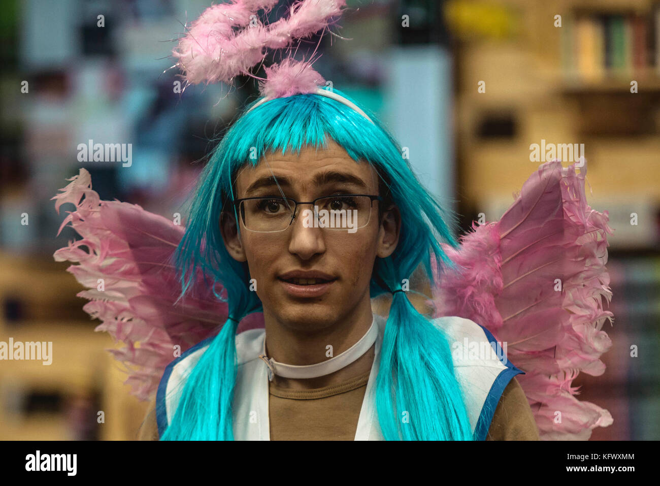 Barcelona, Spain. 1st Nov, 2017. A cosplayer dressed as his favorite ...
