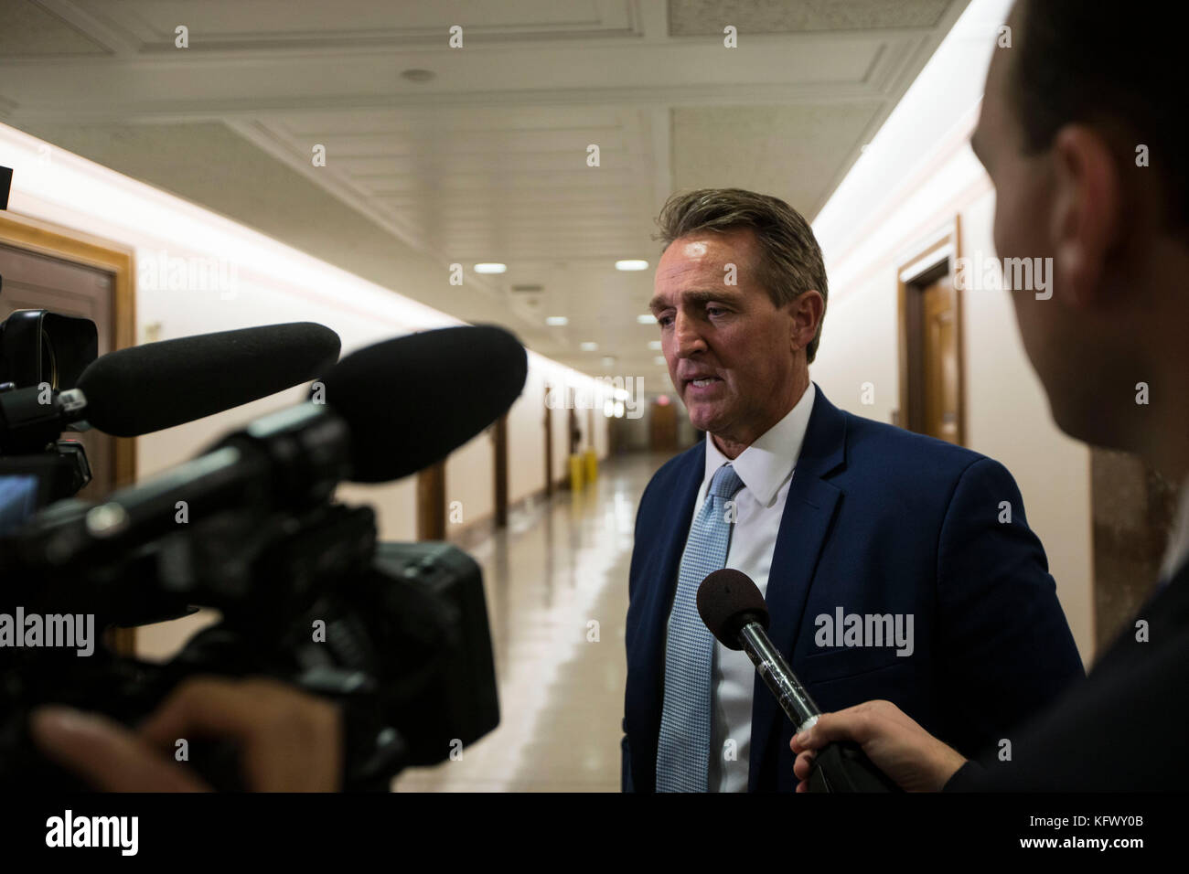 United States Senator Jeff Flake (Republican of Arizona) speaks with ...