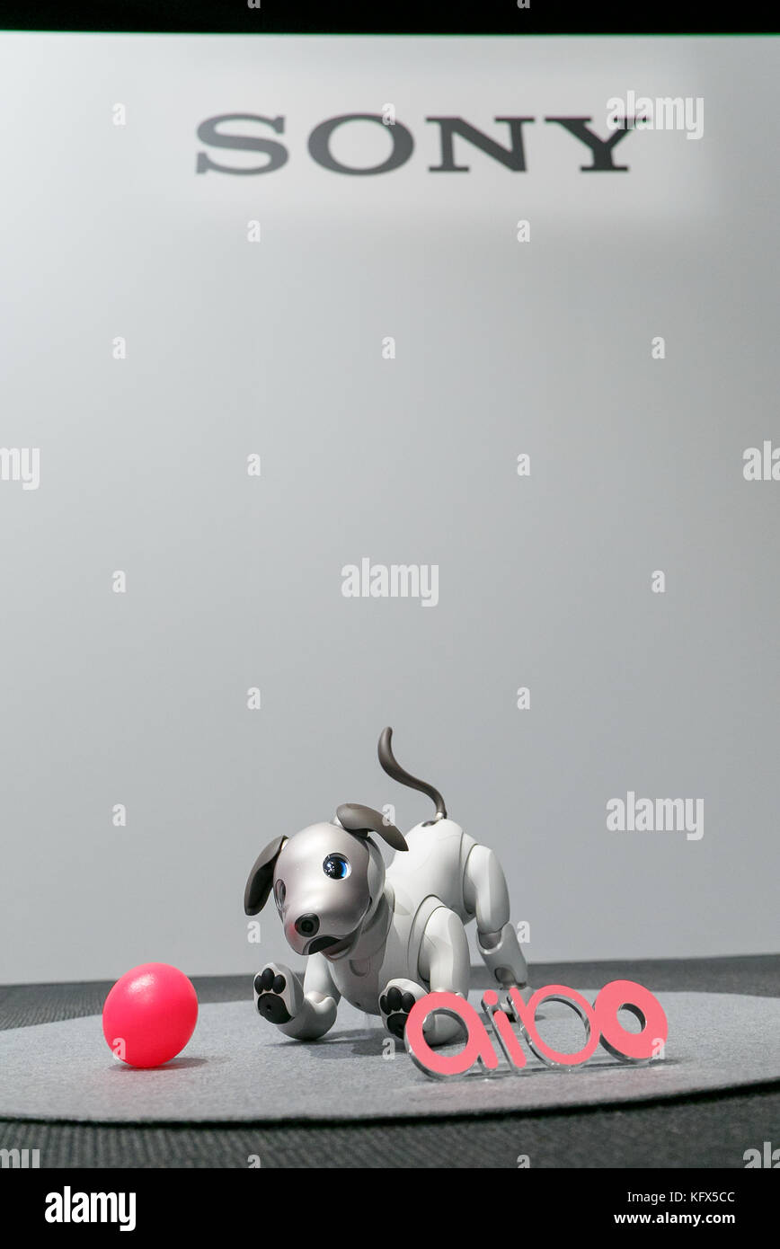 Tokyo, Japan. 1st Nov, 2017. Sony's new robot ''aibo'' on display ...