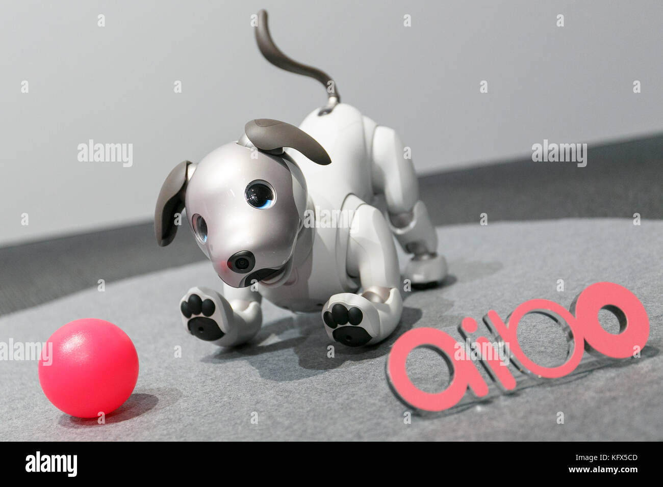 Tokyo, Japan. 1st Nov, 2017. Sony's new robot ''aibo'' on display ...