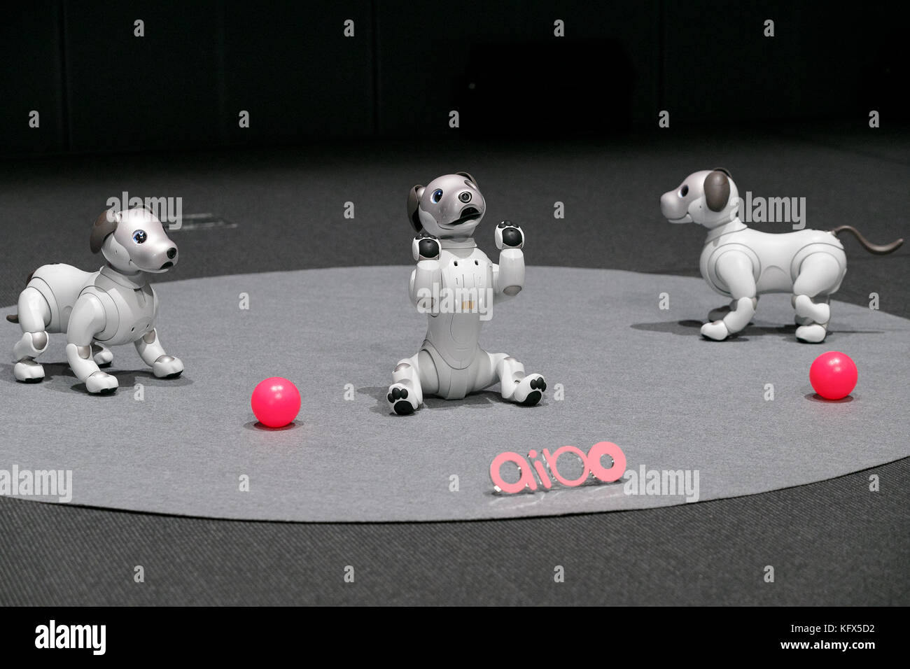 Tokyo, Japan. 1st Nov, 2017. Sony's new robot ''aibo'' on display ...