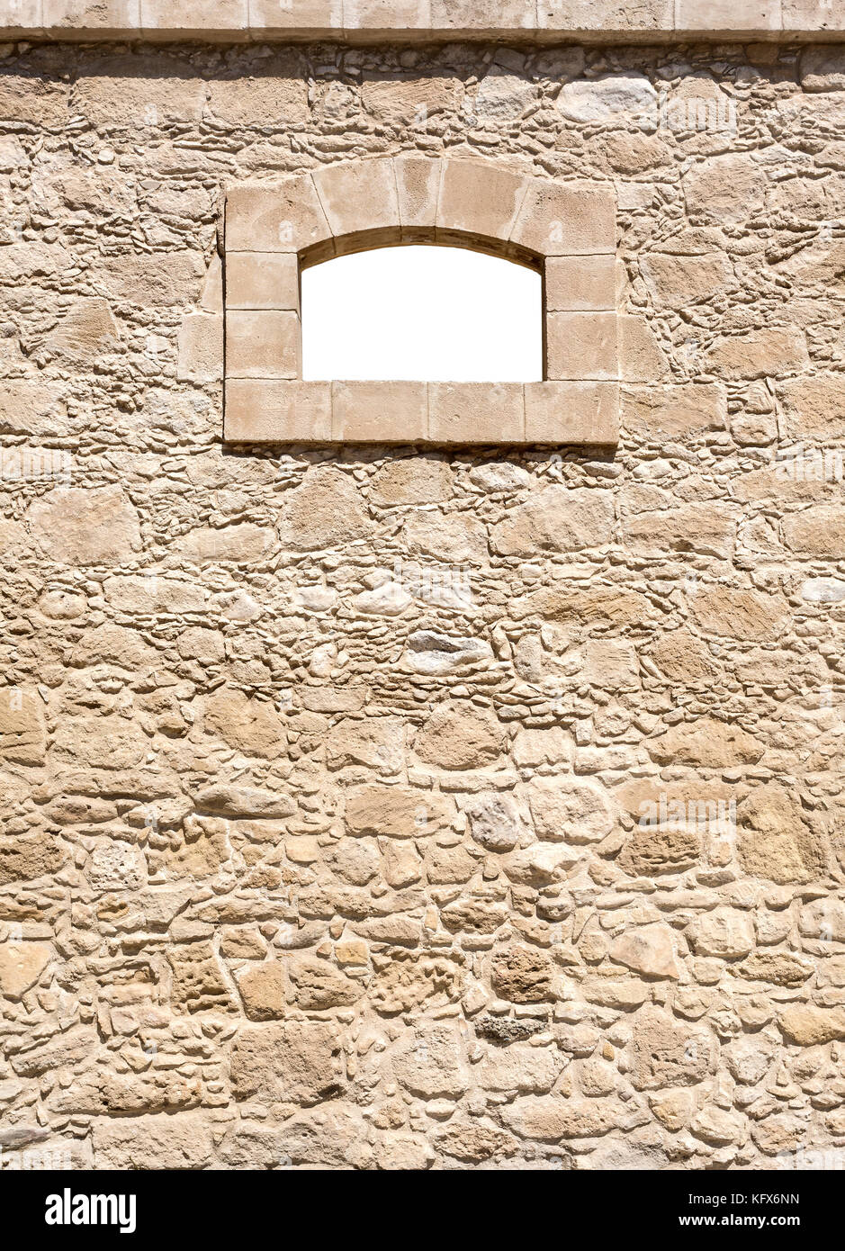 old stone wall with window, background Stock Photo - Alamy