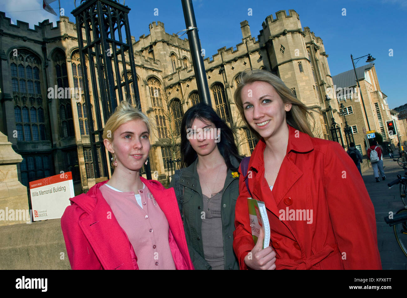 Four female students outside the University of Bristol, UK Stock Photo ...