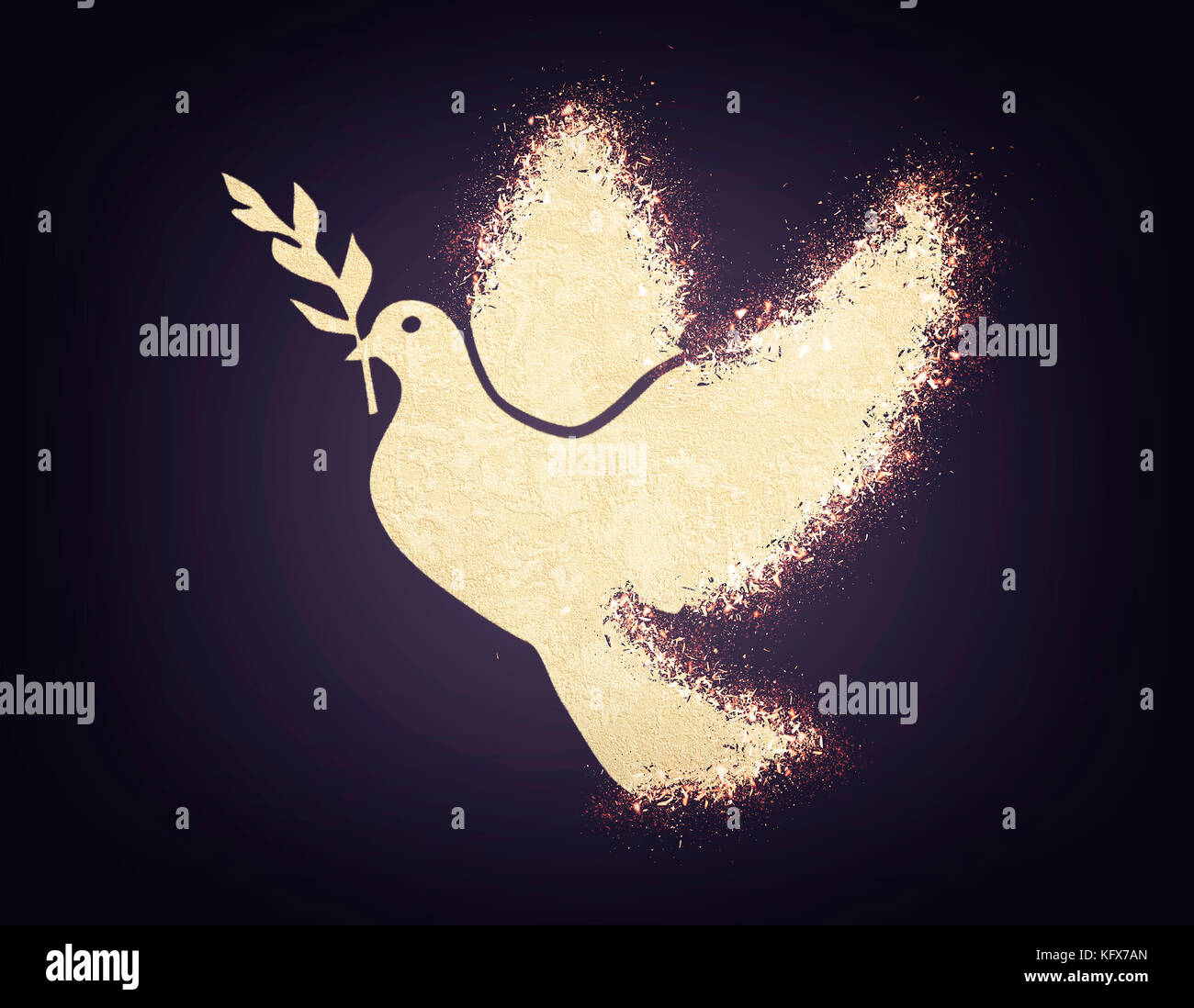 grunge background with space for text and dove shape shattering Stock ...