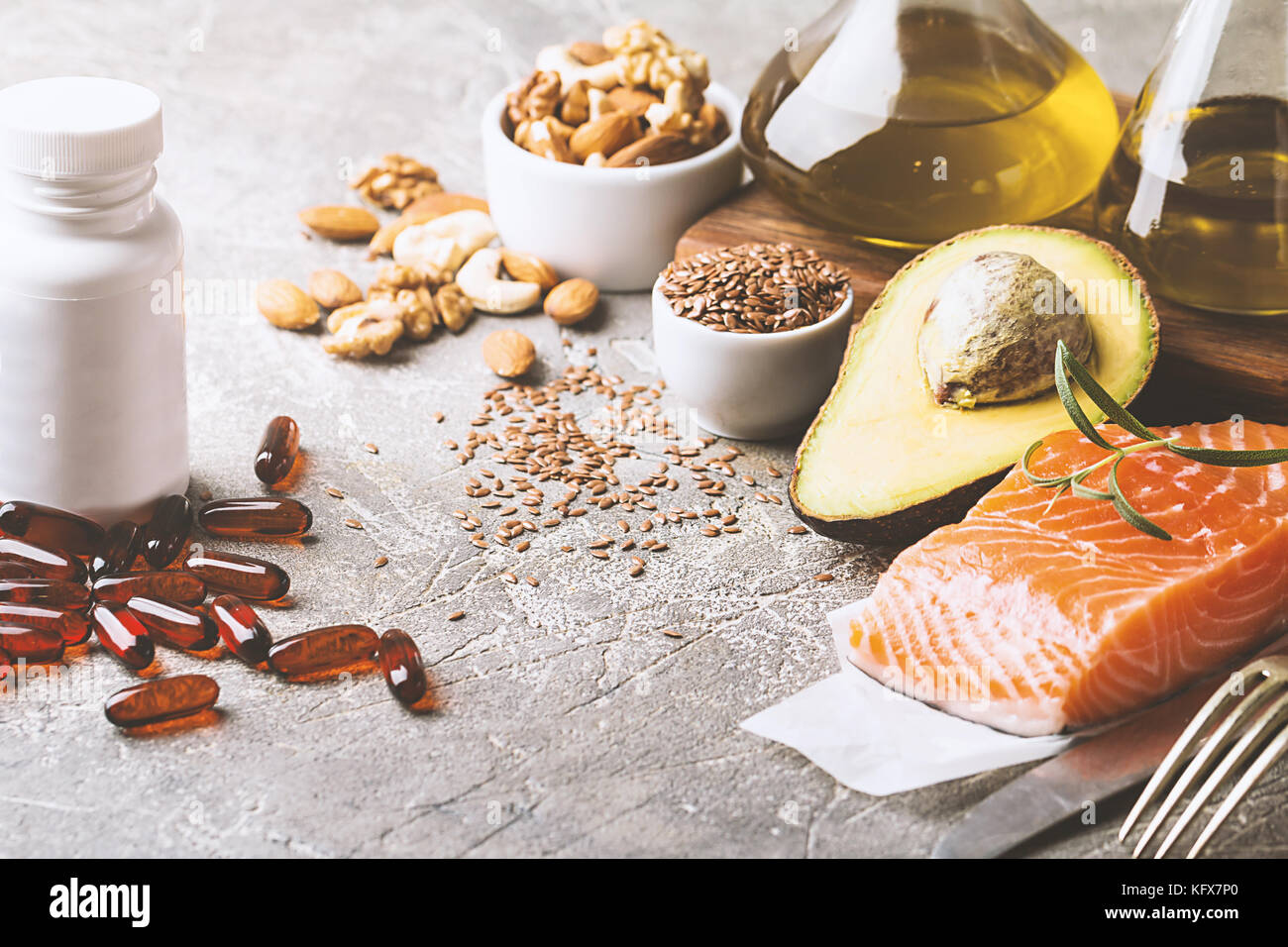 Healthy fats in nutrition Stock Photo - Alamy