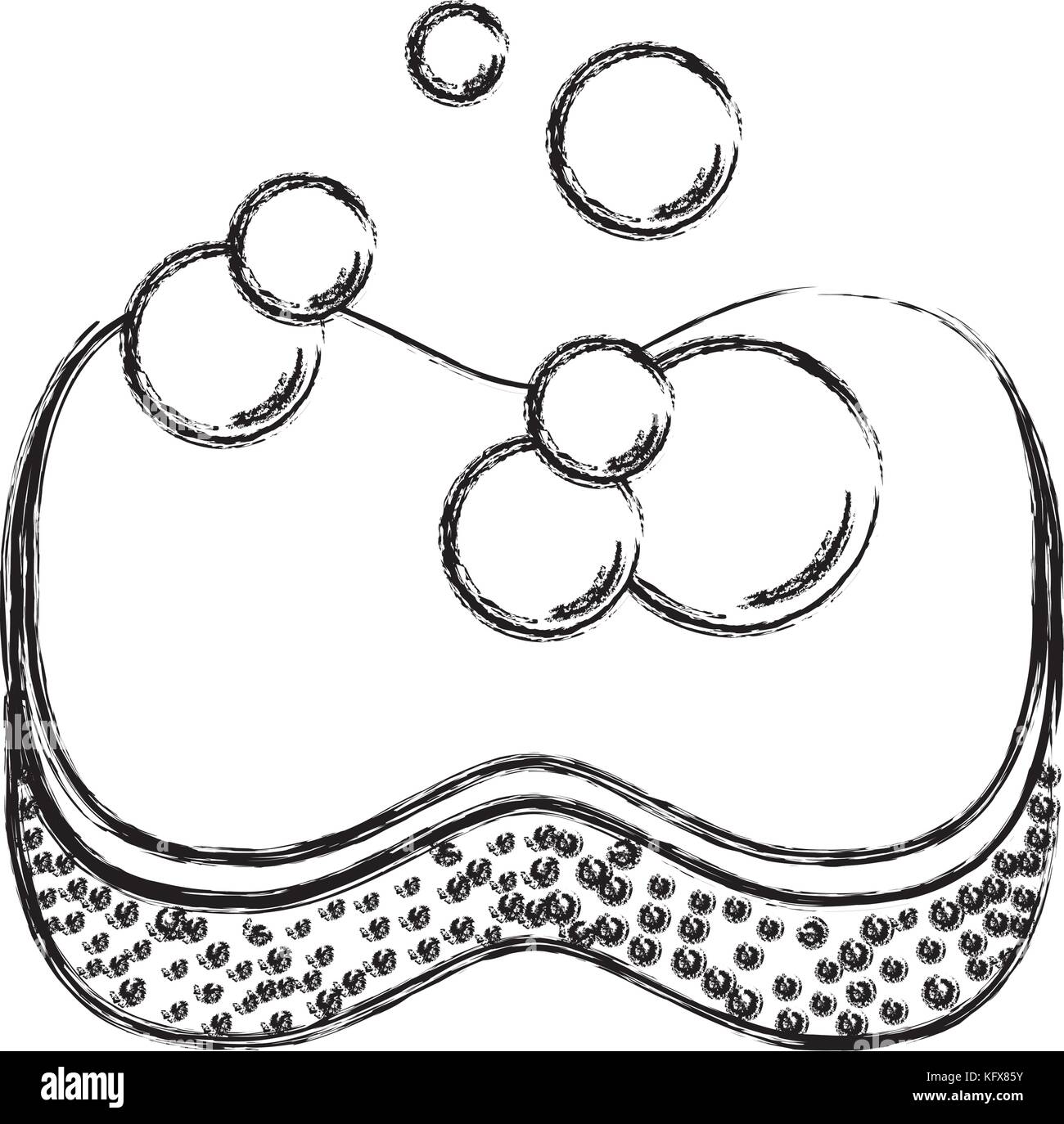 sponge with bubbles of soap in monochrome blurred silhouette Stock ...
