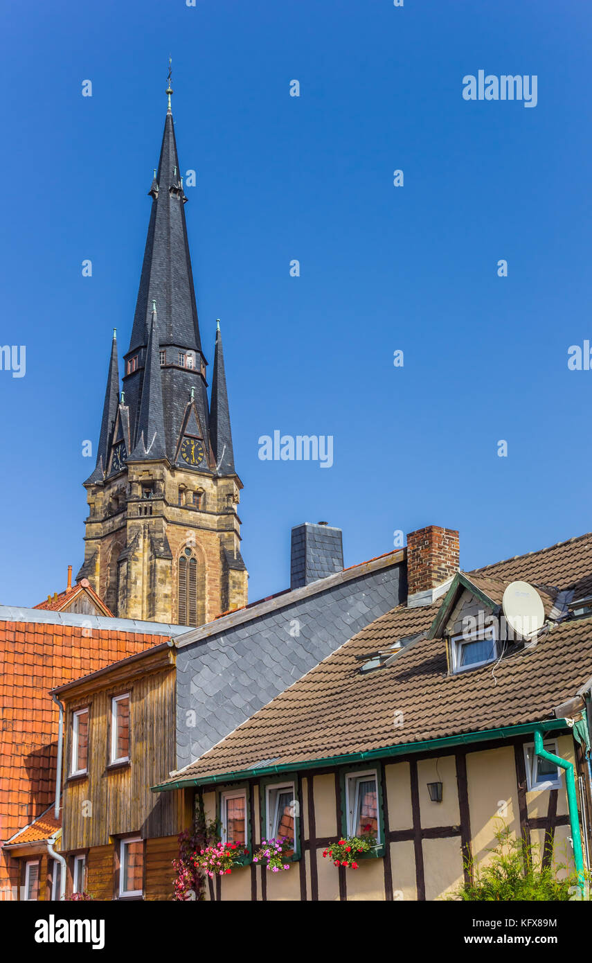 Tower of the Liebfrauen church in Wernigerode, Germany Stock Photo - Alamy
