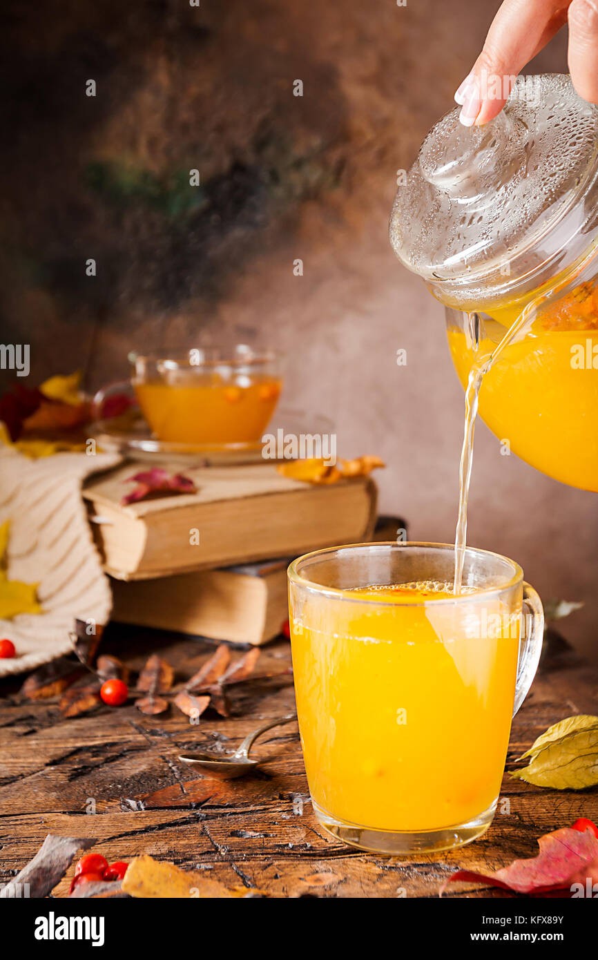 healthy sea buckthorn tea Stock Photo - Alamy