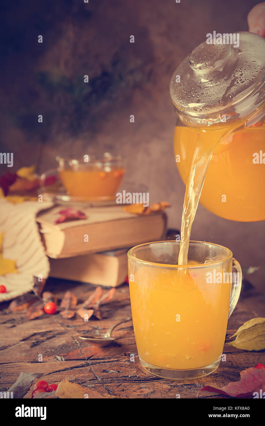 healthy sea buckthorn tea Stock Photo - Alamy