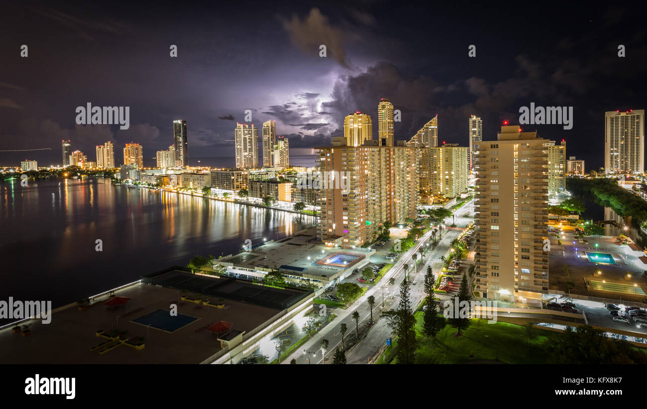 Miami beach coastline view night hi-res stock photography and images ...