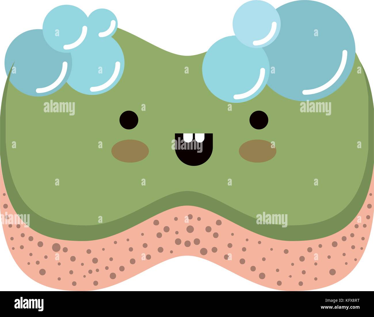 kawaii sponge with bubbles of soap in colorful silhouette Stock Vector ...
