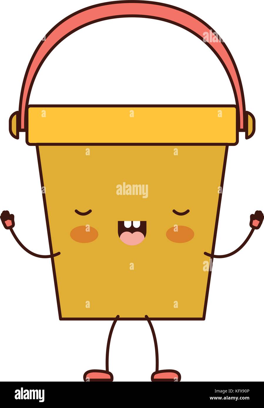 kawaii cartoon bucket with handle in colorful silhouette Stock Vector ...