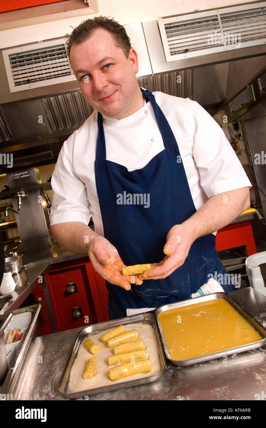 Chef Nigel Godwin at the Equilibrium restaurant, Fawsley Hall Hotel ...