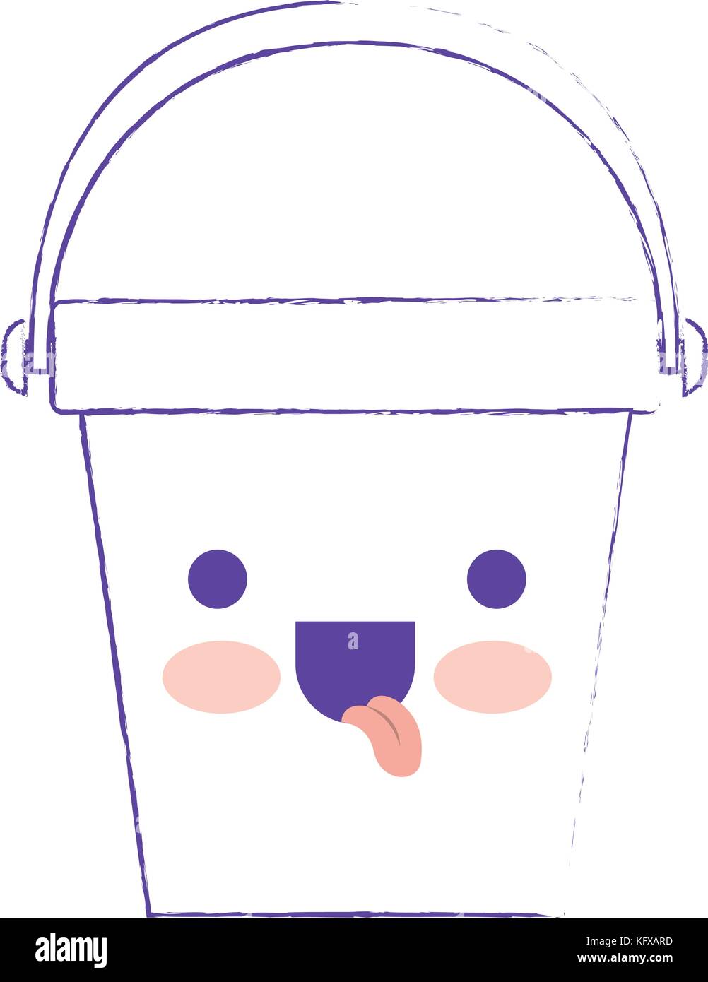 kawaii bucket with handle in purple blurred silhouette Stock Vector ...