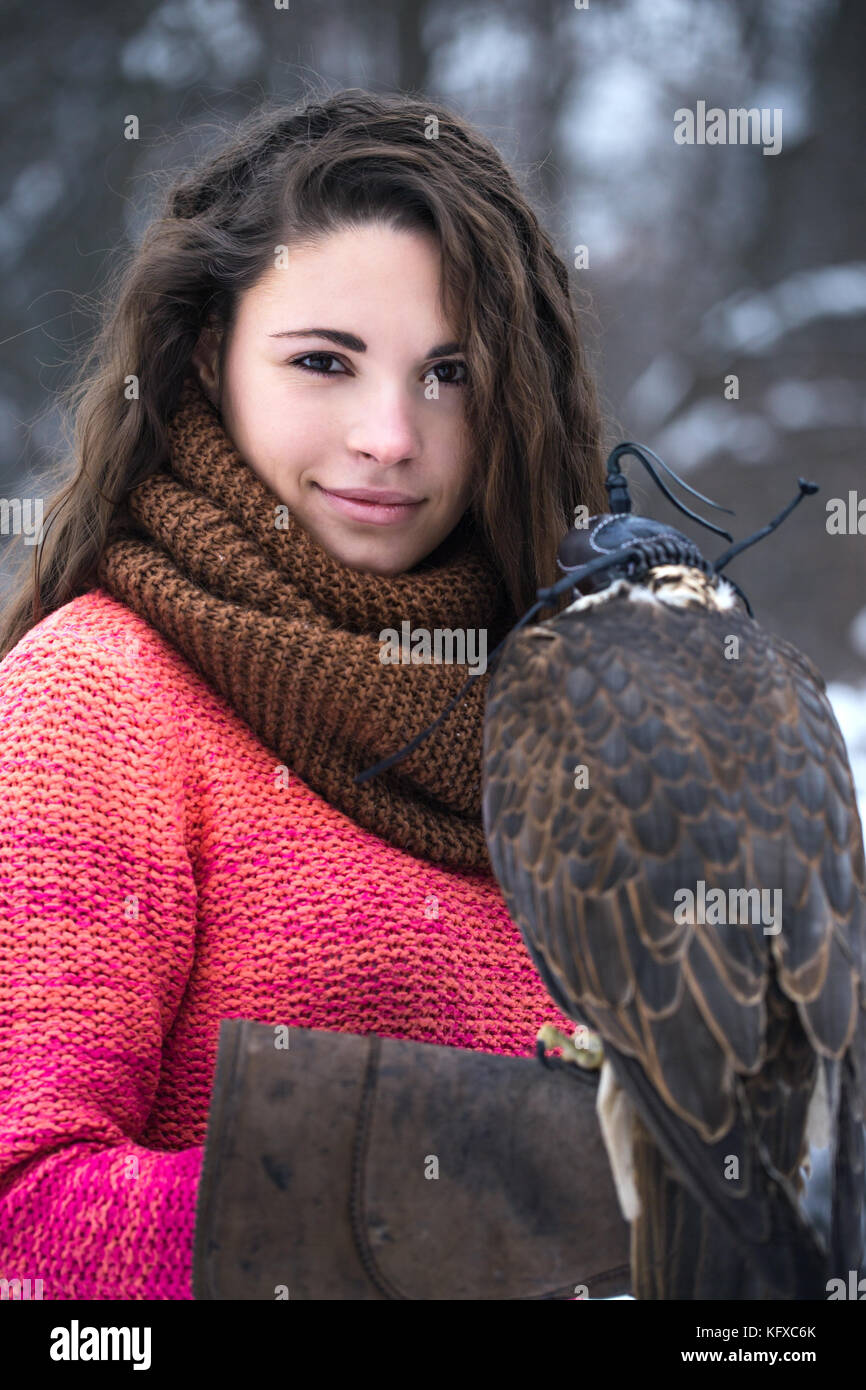 Girl flying a hawk hi-res stock photography and images - Alamy