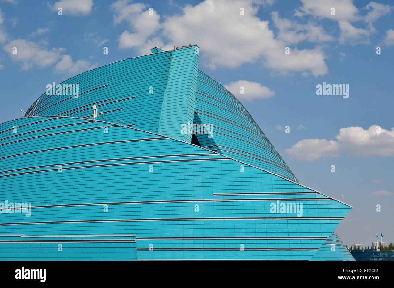 The Kazakhstan Central Concert Hall, a blue glass performing arts venue ...
