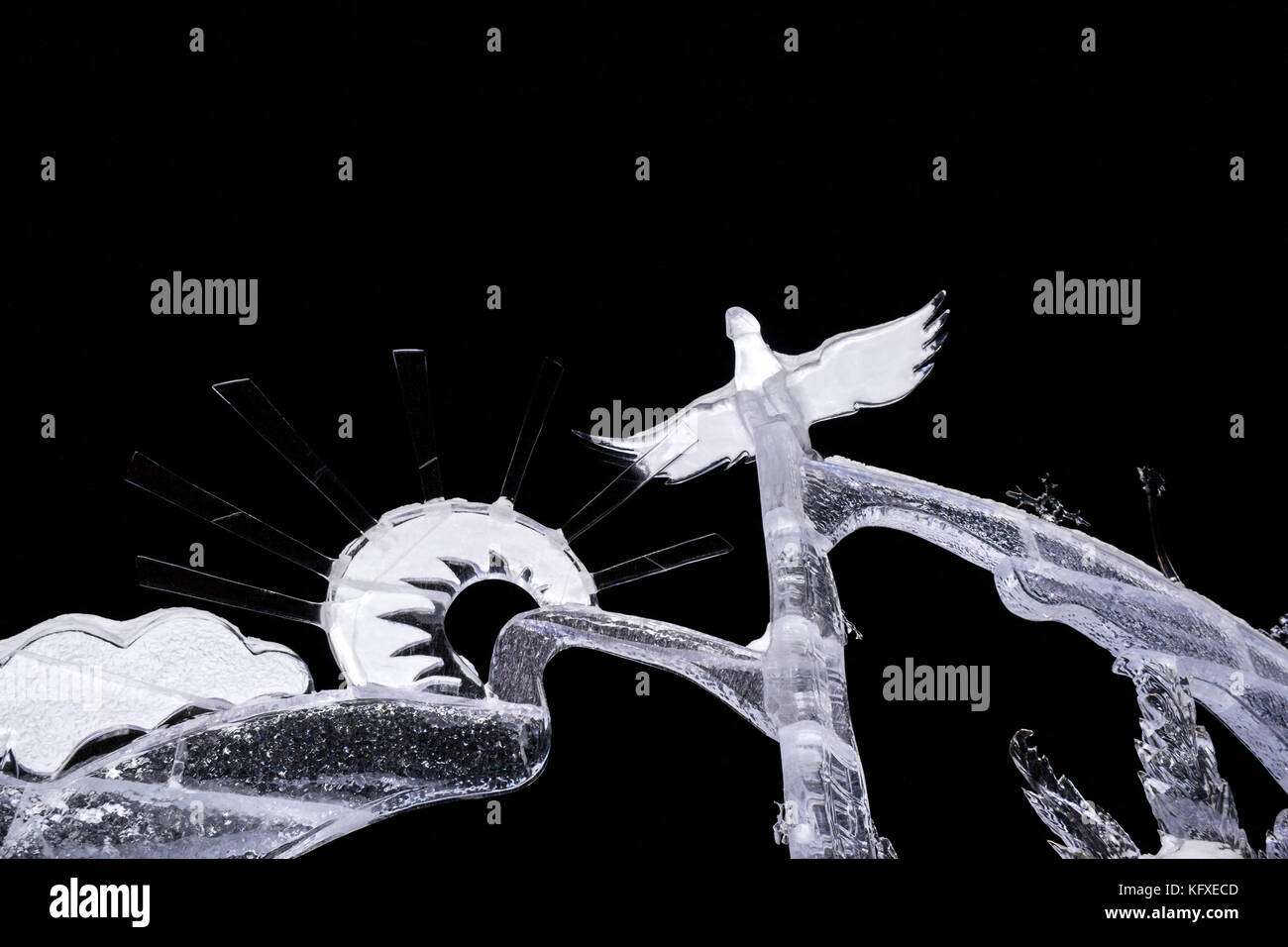 Yekaterinburg, Russia - January,15,2017: Flying bird and sun, made of ...