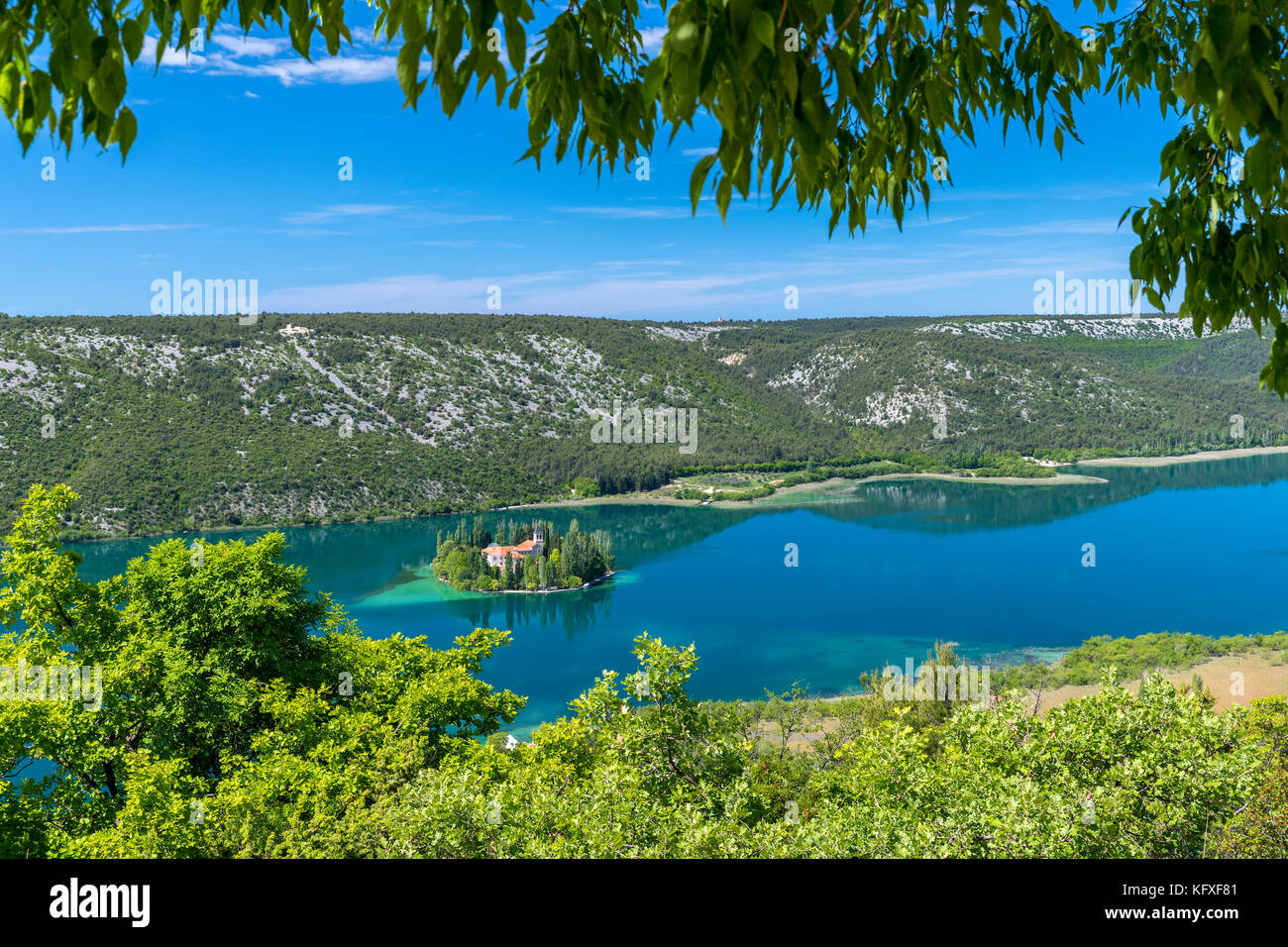 Visovac Monastery at Visovačko jezero, Krka National Park, Brištane ...