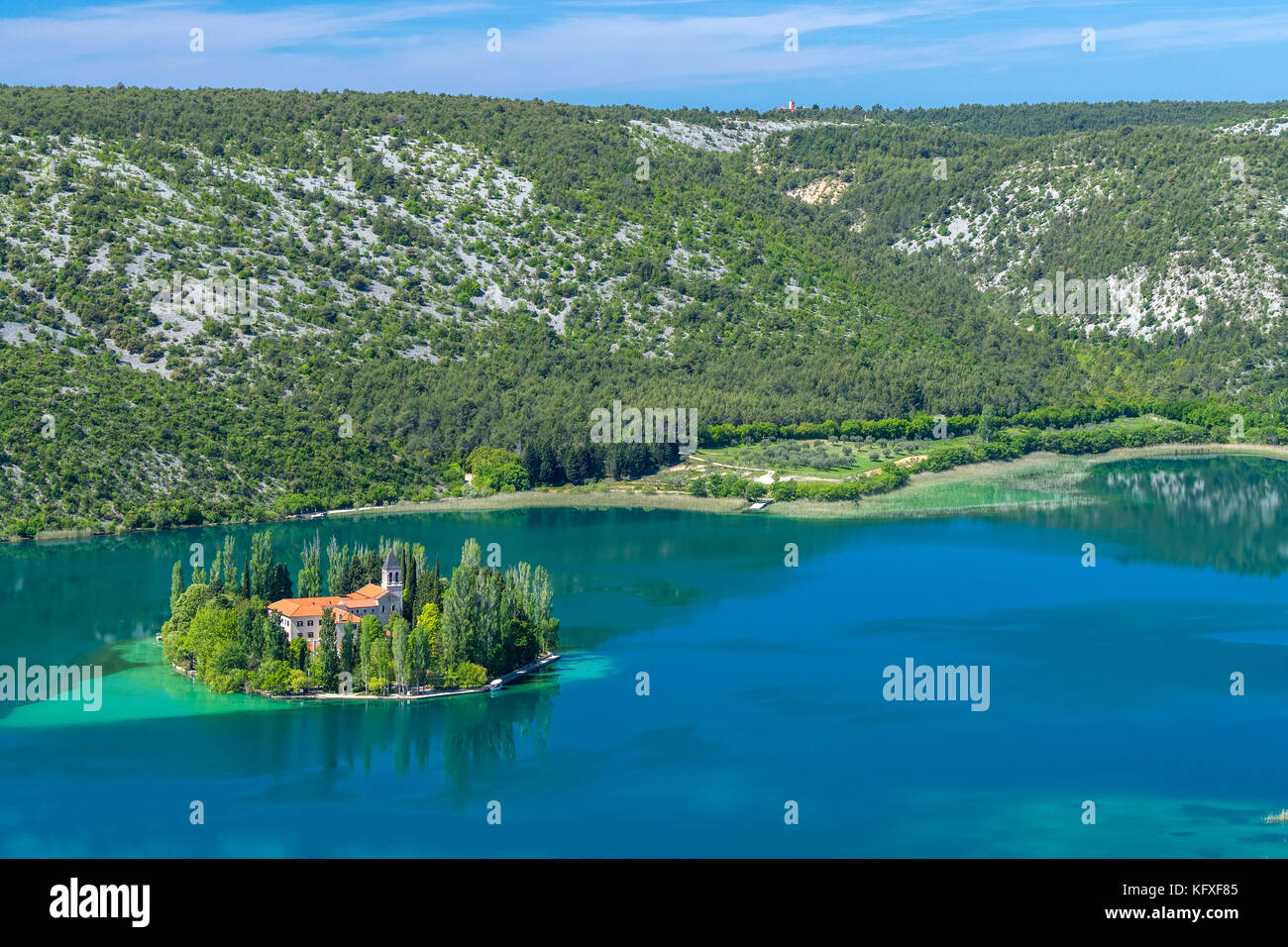 Visovac Monastery at Visovačko jezero, Krka National Park, Brištane ...