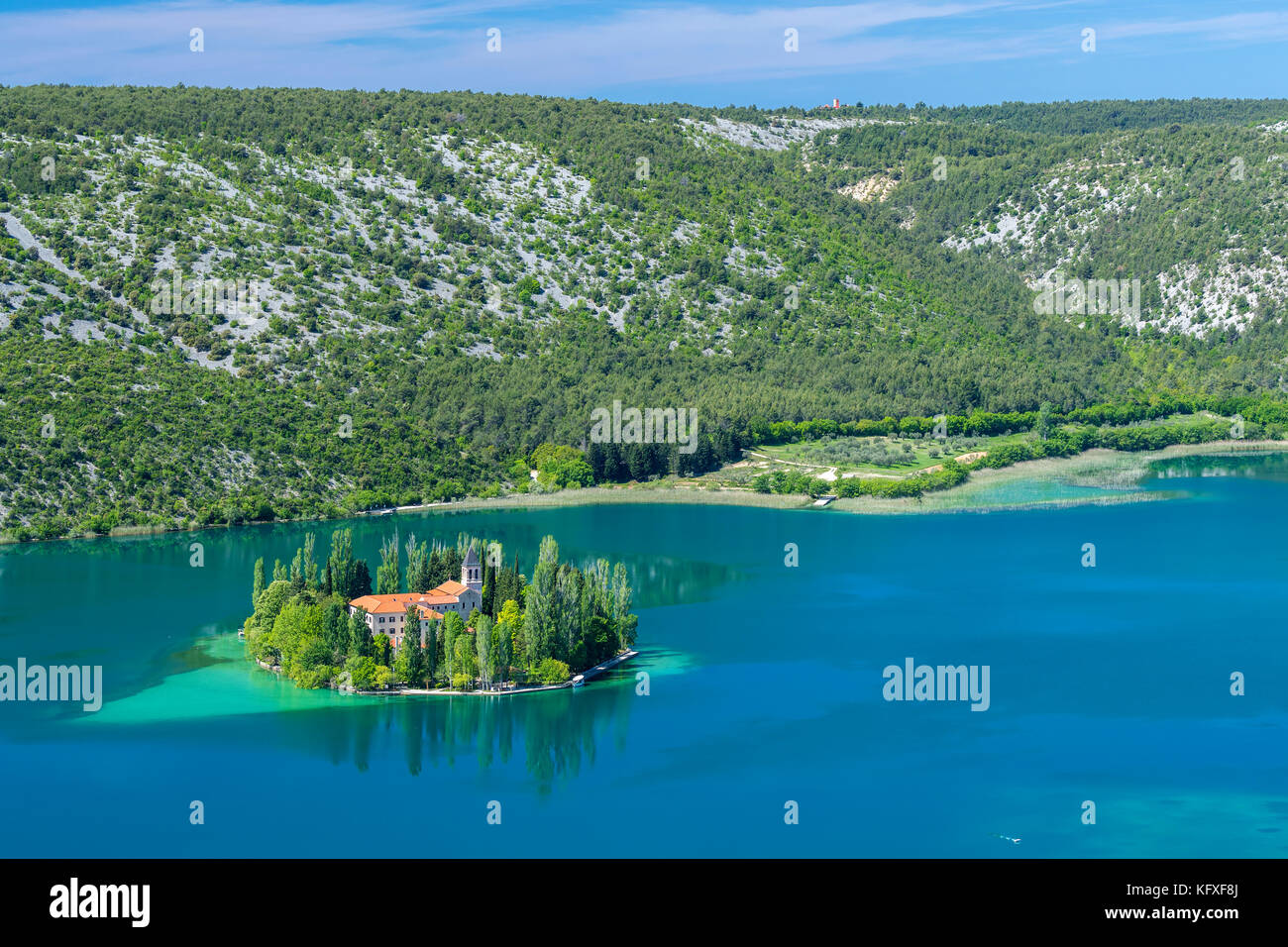 Visovac Monastery at Visovačko jezero, Krka National Park, Brištane ...