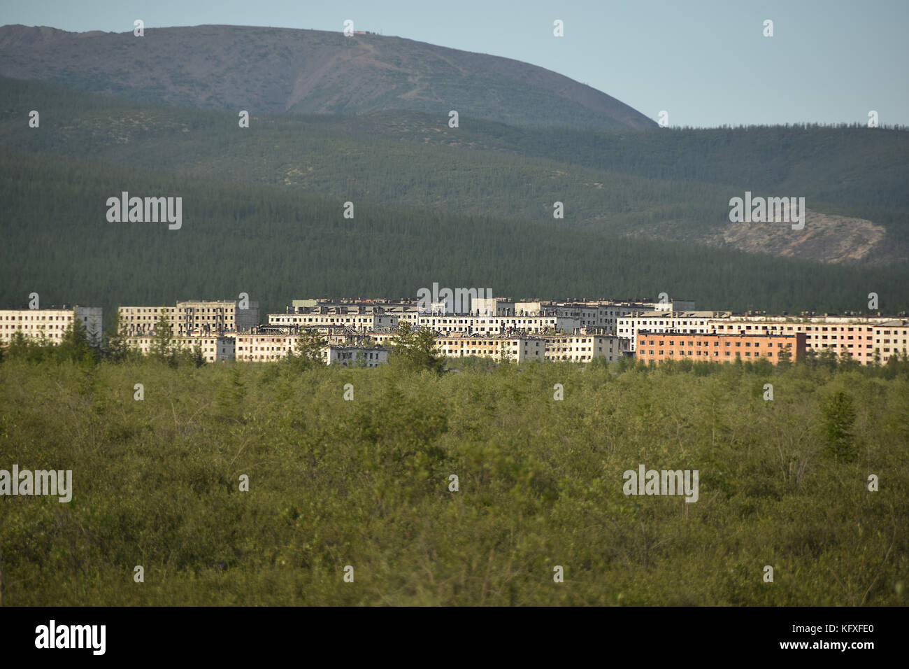 The ghost town of Kadykchan in the Kolyma region, north east Siberia ...