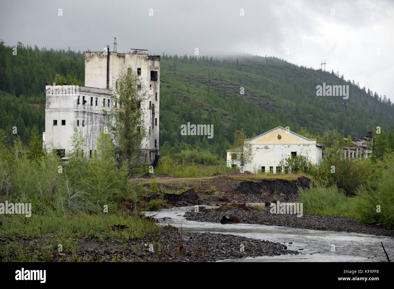 The ghost town of Kadykchan in the Kolyma region, north east Siberia ...