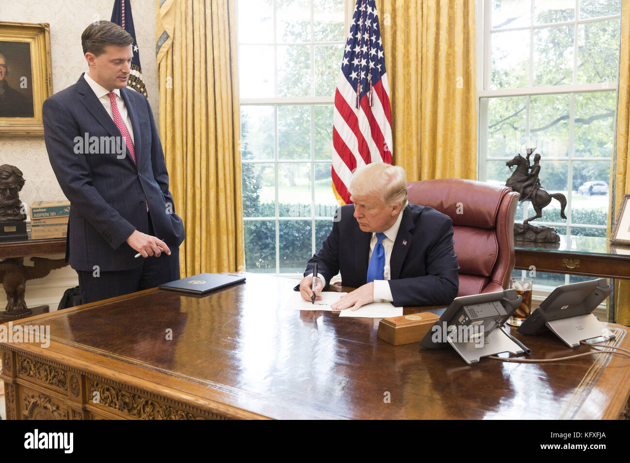 President Donald J. Trump, is joined by White House Staff Secretary Rob ...