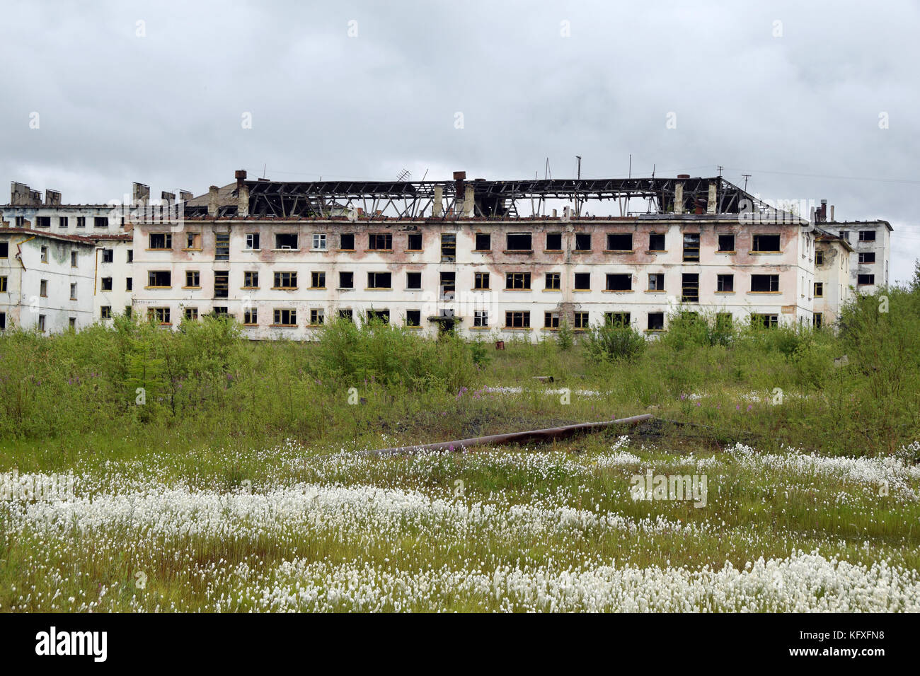 The ghost town of Kadykchan in the Kolyma region, north east Siberia ...