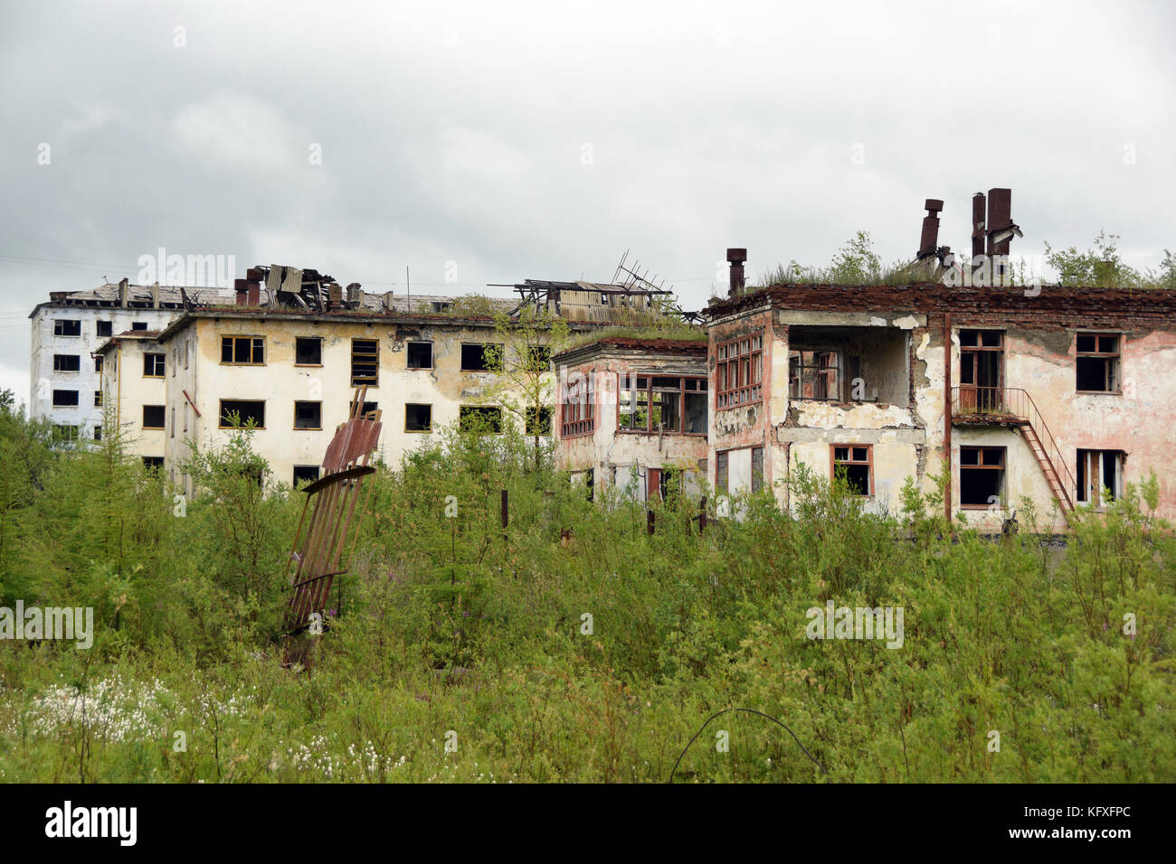 The ghost town of Kadykchan in the Kolyma region, north east Siberia ...